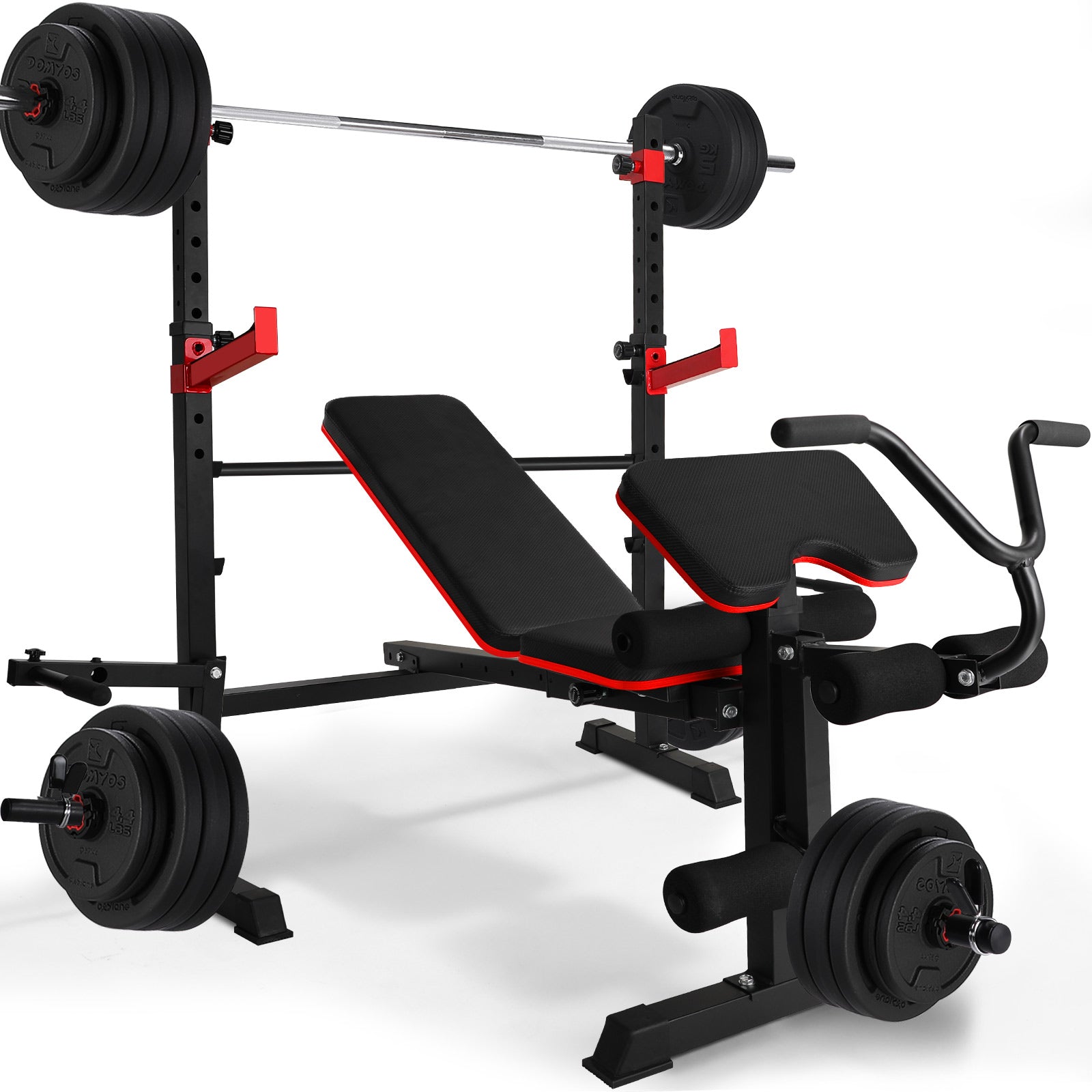 Pirecart 900LBS 6-in-1 Adjustable Weight Bench Set W/Leg Extension and ...