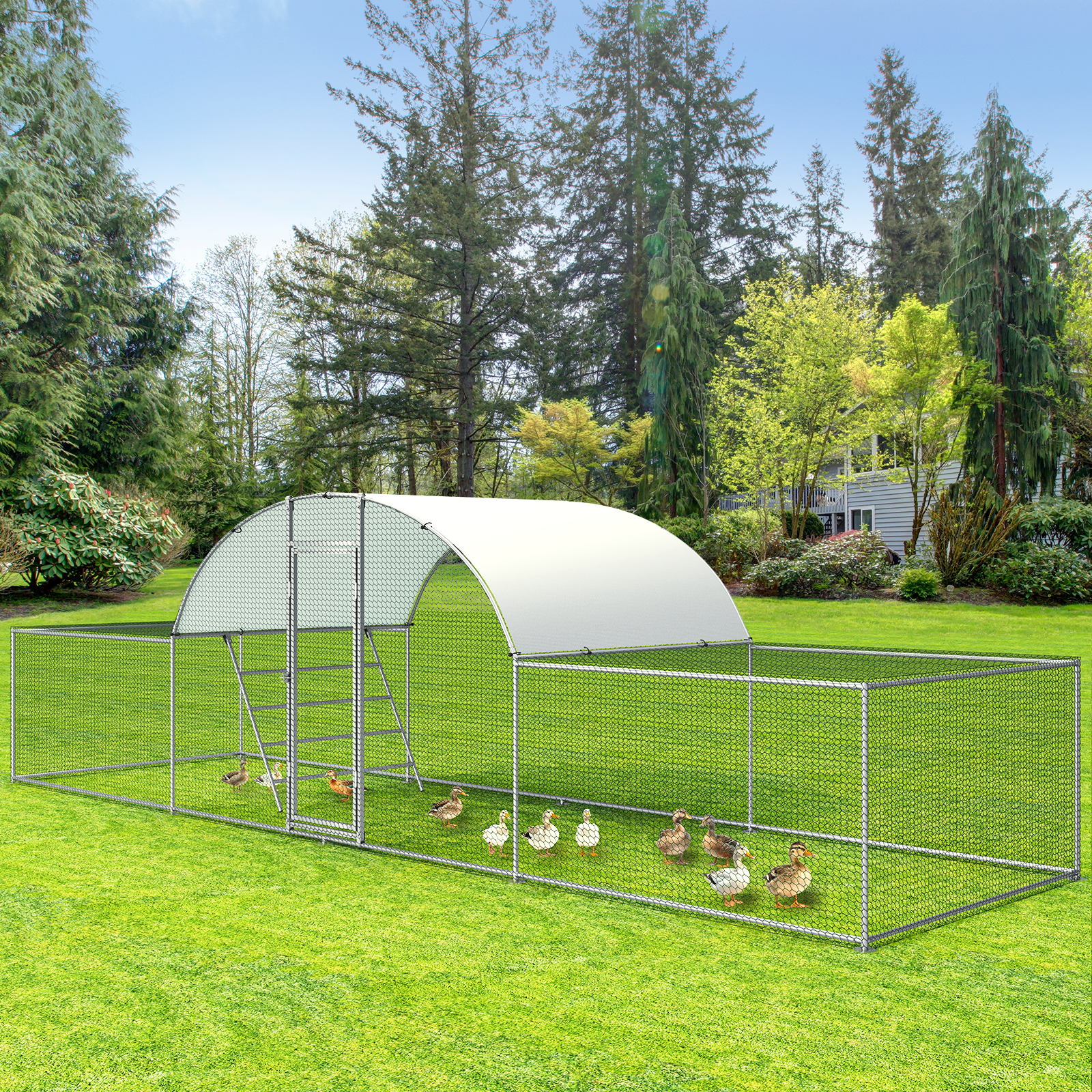 pirecart Large Metal Chicken Coop, 23x6.6x6.6ft Walk in Poultry Cage H